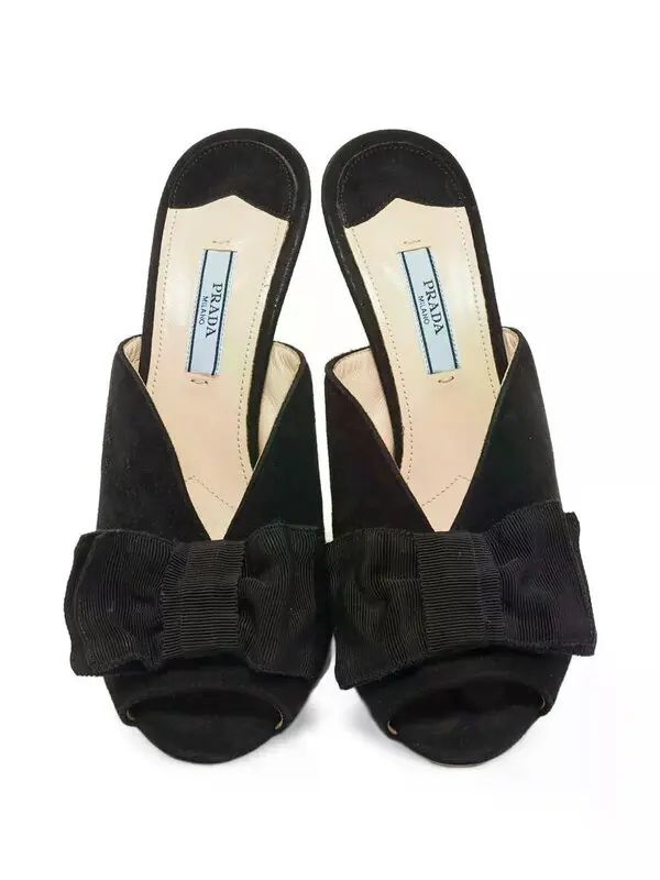 Prada Suede Bow Detail High Heel Sandals