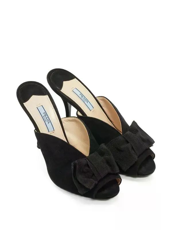 Prada Suede Bow Detail High Heel Sandals