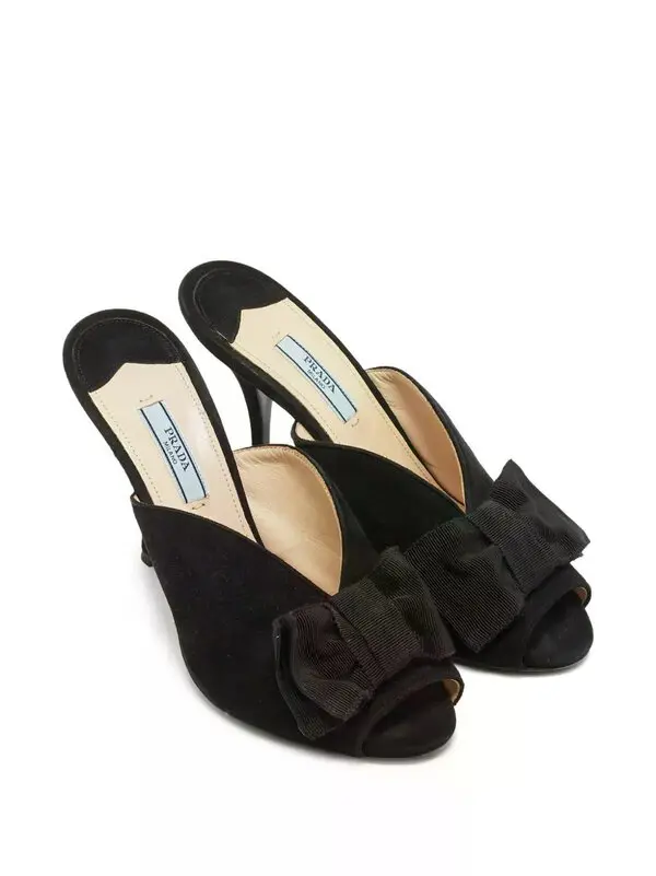 Prada Suede Bow Detail High Heel Sandals