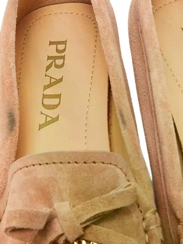 Prada Suede Bow Detail Loafers