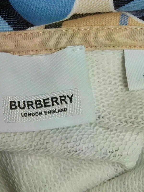 Burberry Checked Logo Print Cotton Knit Hoodie