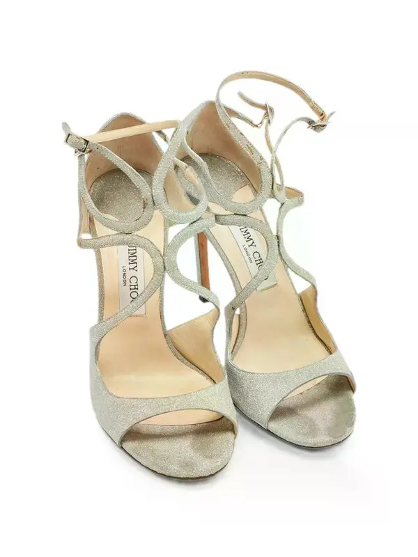 JIMMY CHOO Marianne -tone Glitter Ankle Strap Stiletto Sandals - Silver