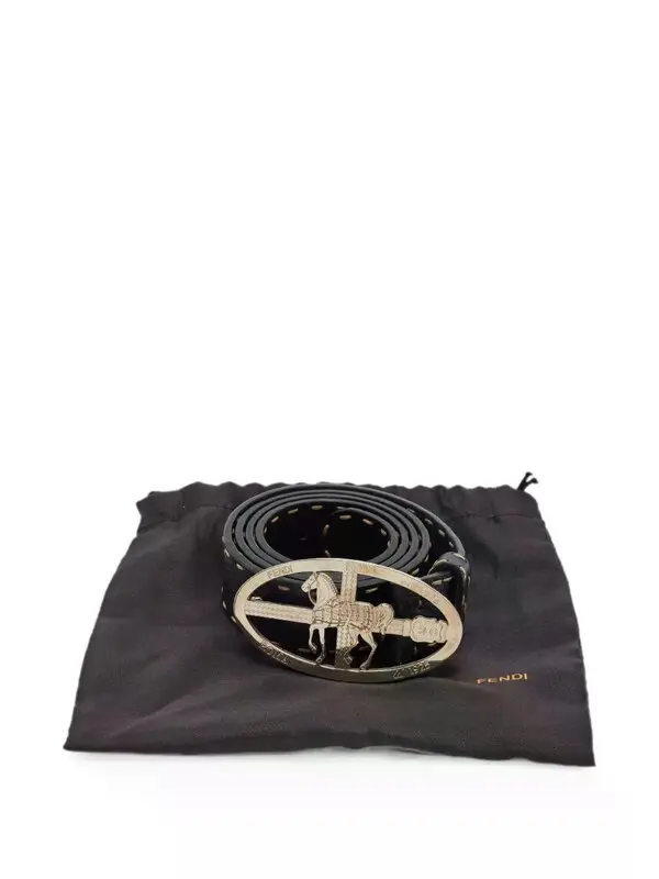 Fendi Horse Buckle Leather Belt