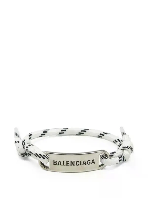 Balenciaga Logo-plate Cord Bracelet - Silver