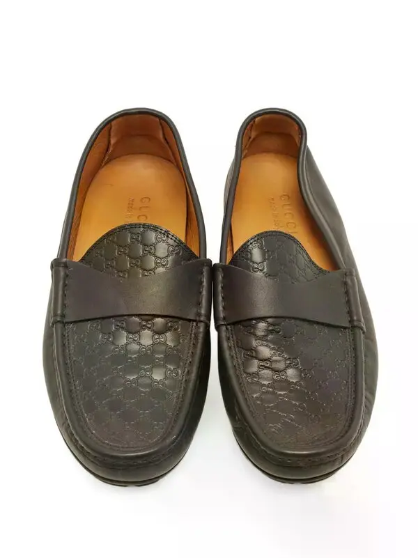 Gucci Leather Microguccissima Driver Loafers
