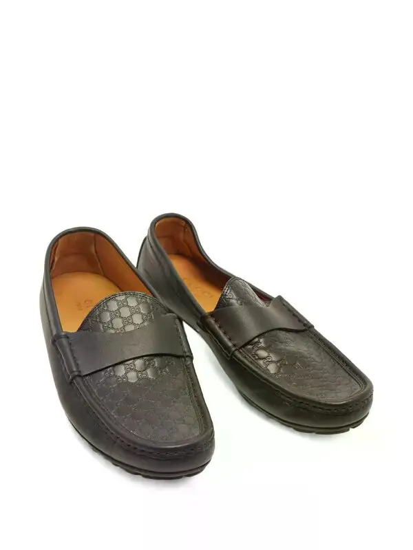 Gucci Leather Microguccissima Driver Loafers