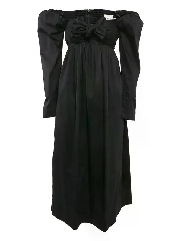 Aje Cotton Puff Sleeve Bow Midi Dress