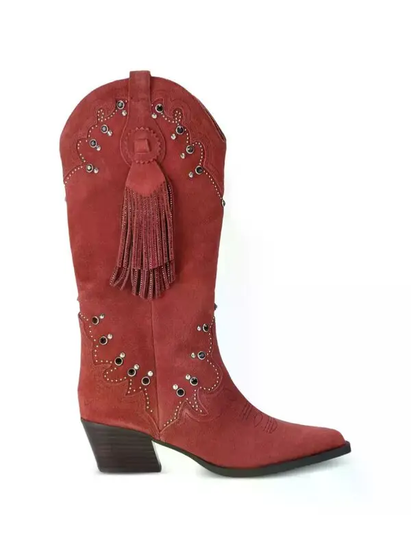 Kurt Geiger Western Tassel Boots - Red