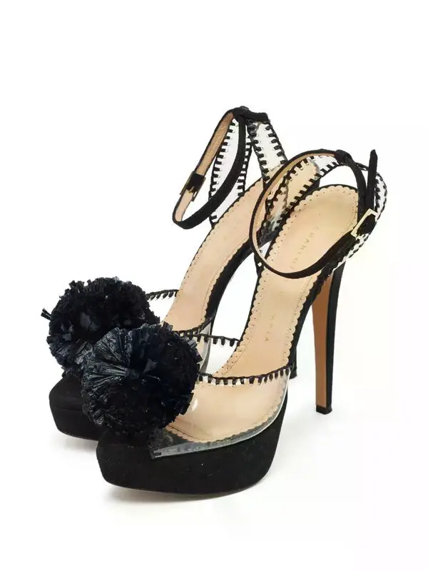 CHARLOTTE OLYMPIA Pomeline Pom-pom Platform Stiletto Sandals - Black