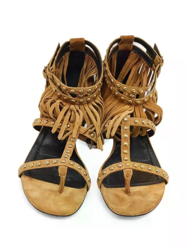 Saint Laurent Fringed Studded Sandals