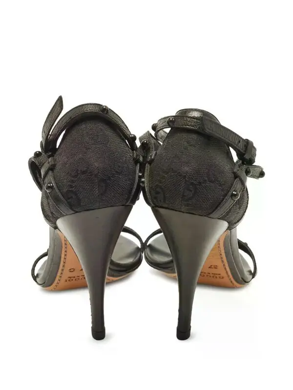 Gucci Gg Canvas Studded Stiletto Sandals