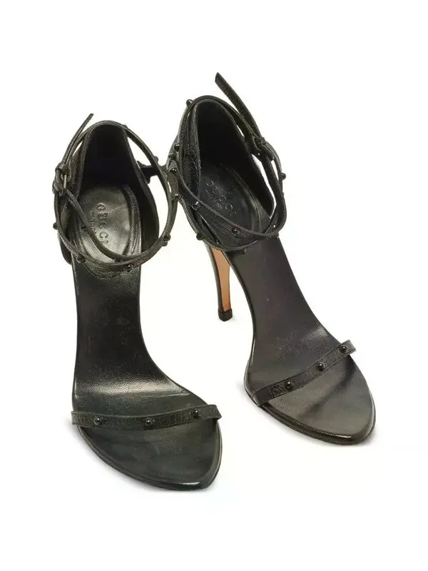 Gucci Gg Canvas Studded Stiletto Sandals