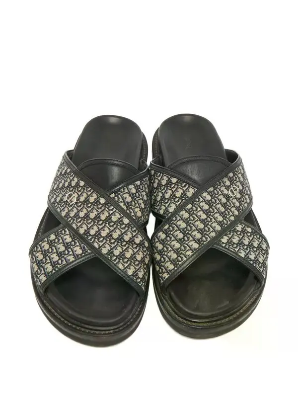 Dior Oblique Canvas Slide Sandals