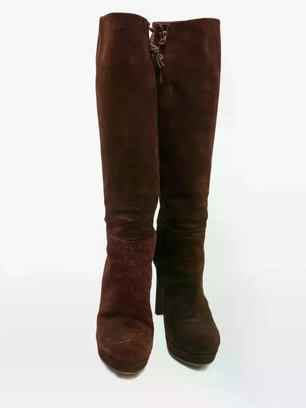 Gucci Suede Platform Knee-high Block Heel Boots