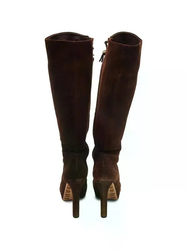 Gucci Suede Platform Knee-high Block Heel Boots