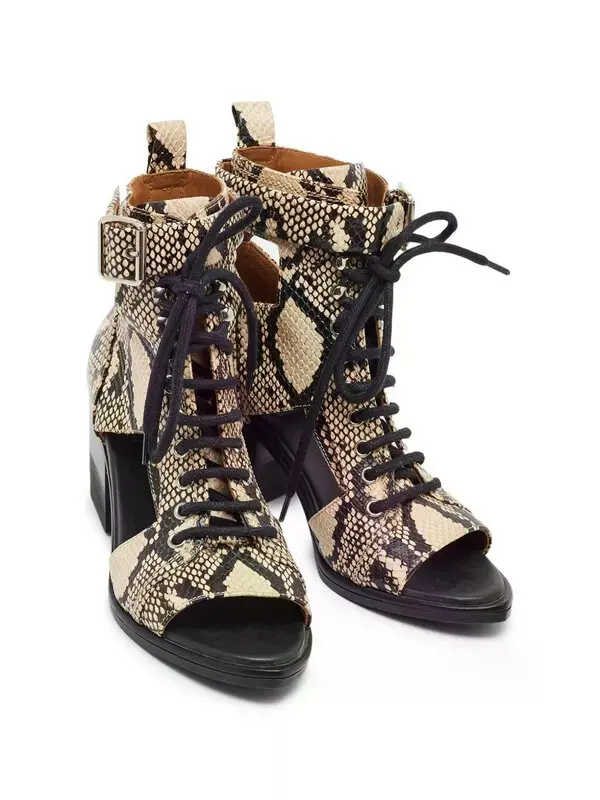 Chloé Rylee Python-effect Ankle Boots - Neutrals
