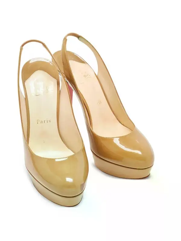 CHRISTIAN LOUBOUTIN Bianca Patent Leather Platform Slingback Pumps