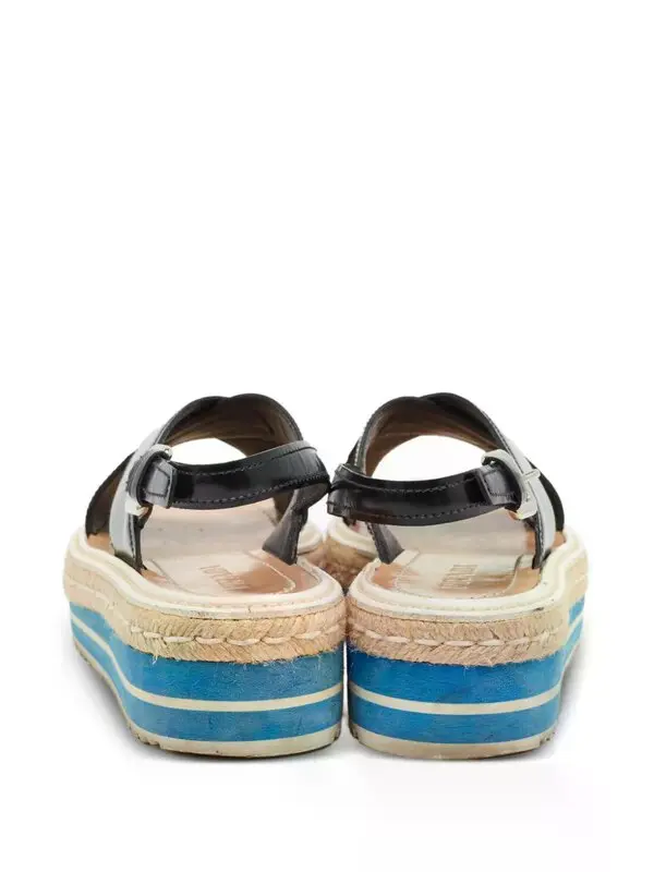 Prada Leather Crisscross Slingback Platform Sandals
