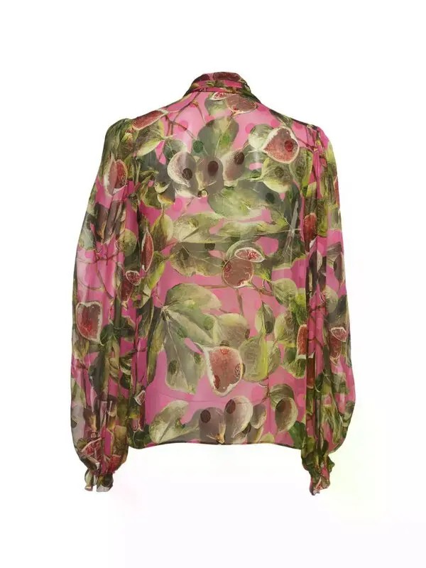 Dolce & Gabbana Fig-print Pussy-bow Blouse