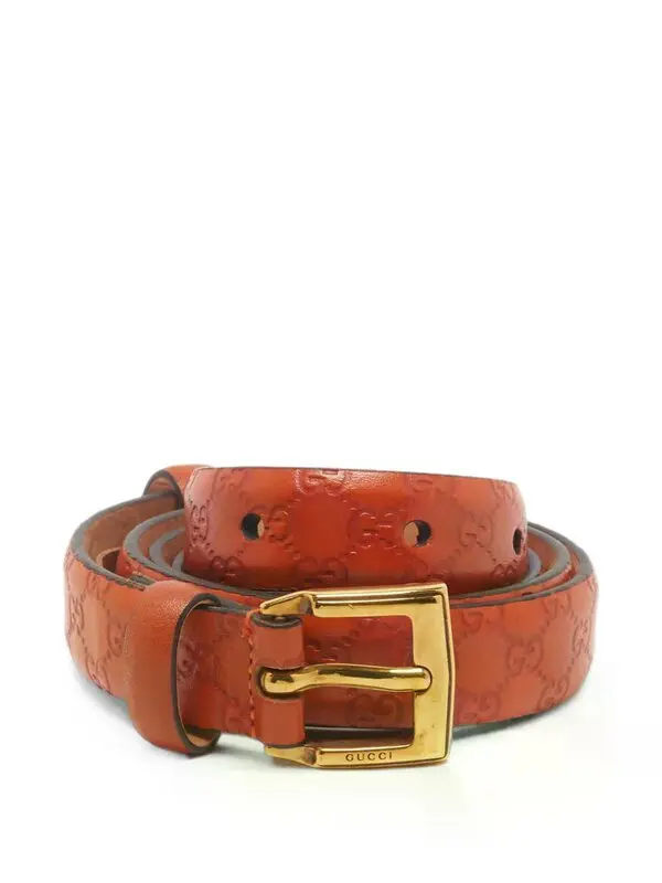 Gucci Logo Engraved Leather Belt