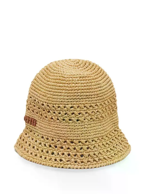 Miu Miu Crochet Logo-detail Bucket Hat - Neutrals