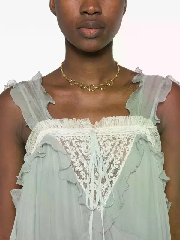 Chloé Sleeveless Ruffled Lace-insert Maxi Dress