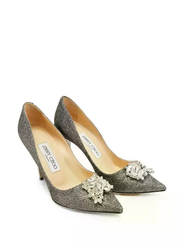 JIMMY CHOO Mamey Crystal-embellished Glitter Pumps