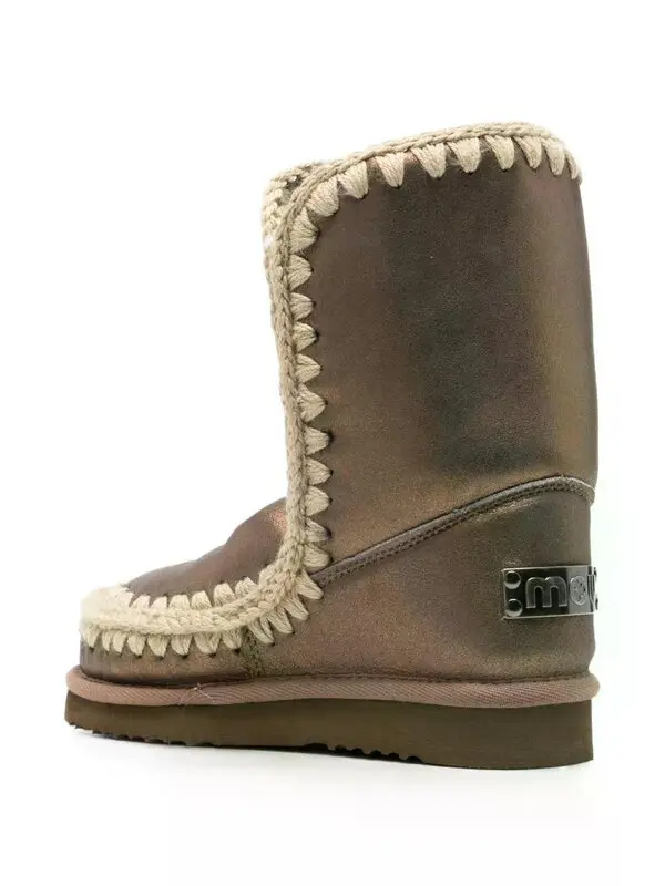 Mou Crochet-trim Metallic Boots