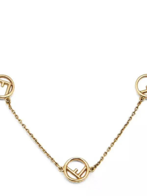 Fendi Tone Crystal F Is Motif Station Necklace