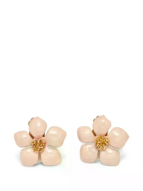 Carolina Herrera Tone Enamel Flower Earrings - Gold