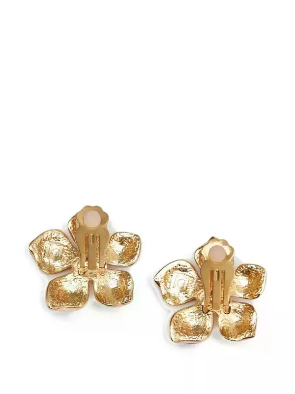 Carolina Herrera Tone Enamel Flower Earrings