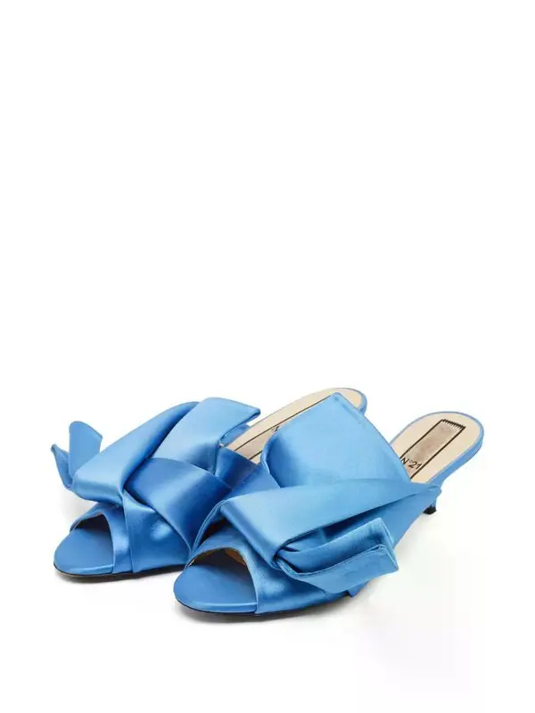 N°21 Satin Knot Detail Kitten Heel Mules