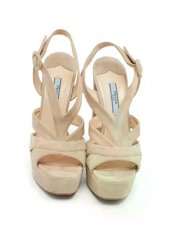 Prada Ankle-strap Platform High Block Heel Sandals - Neutrals