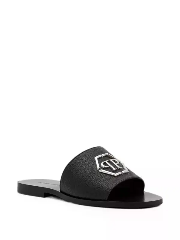 Philipp Plein Big Hexagon Leather Sandals