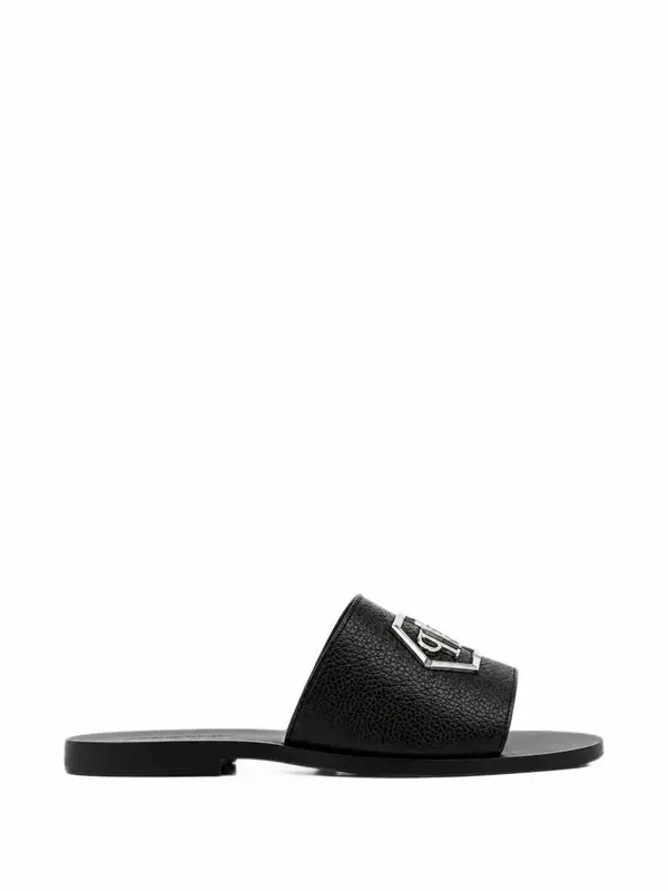 Philipp Plein Big Hexagon Leather Slides