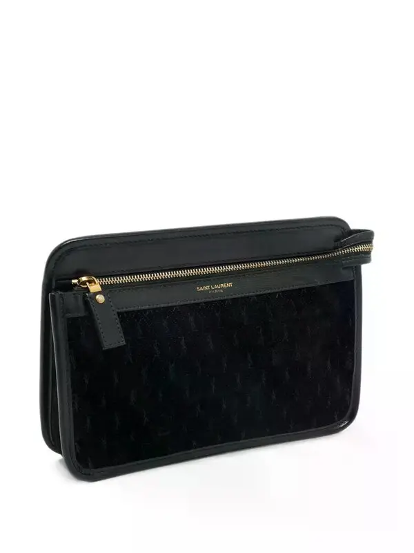 Saint Laurent Monogram Print Suede Pouch