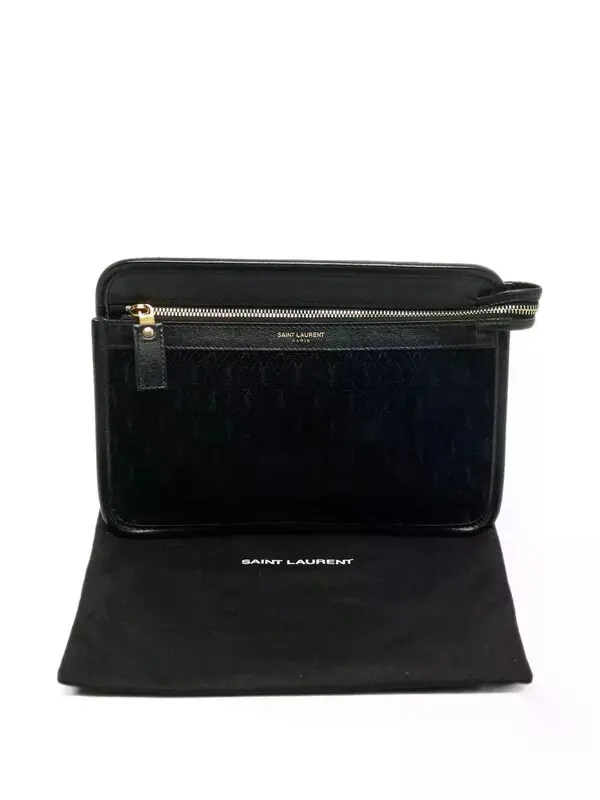 Saint Laurent Monogram Print Suede Pouch