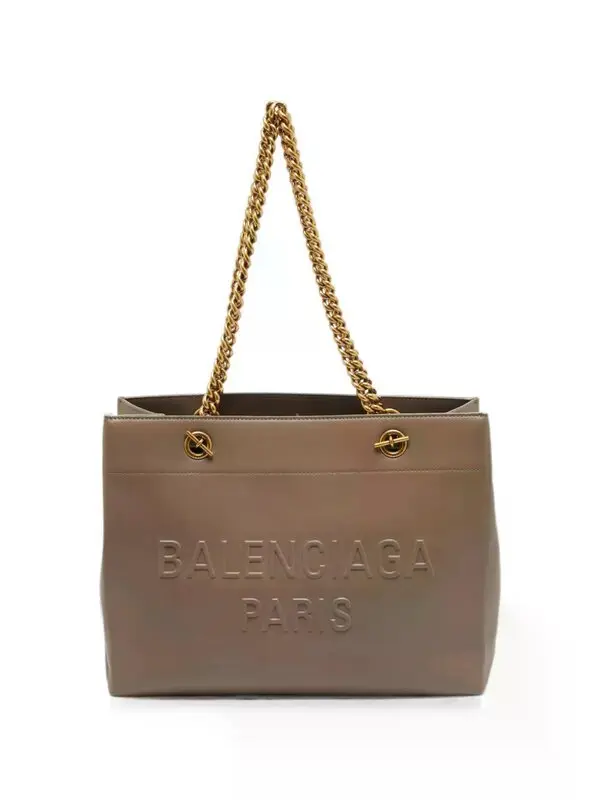 Balenciaga Medium Duty Free Embossed Tote Bag - Brown