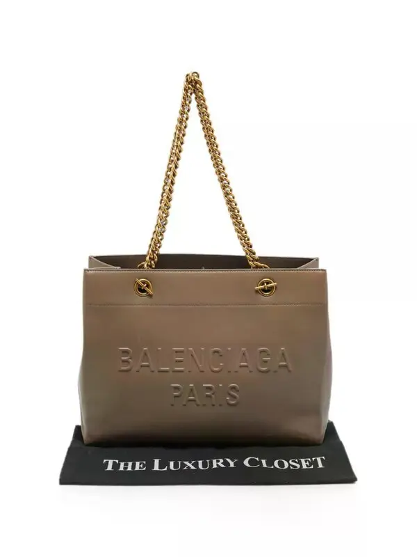 Balenciaga Medium Duty Free Embossed Tote Bag - Brown
