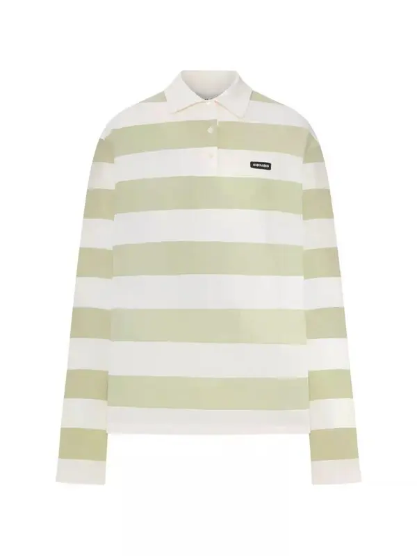 Miu Miu Striped Jersey Polo Shirt - Green