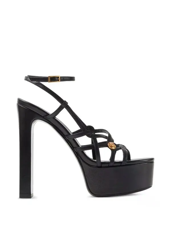 Versace Valentina Nappa Platform Sandals 140 Mm - Black