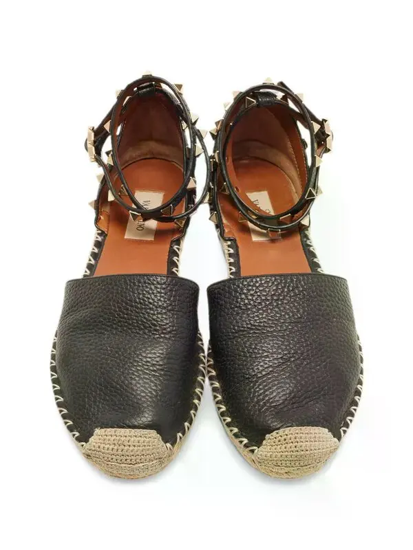 Valentino Garavani Rockstud Embellished Leather Espadrilles