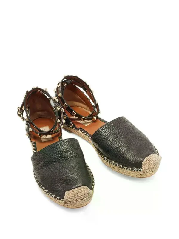 Valentino Garavani Rockstud Embellished Leather Espadrilles