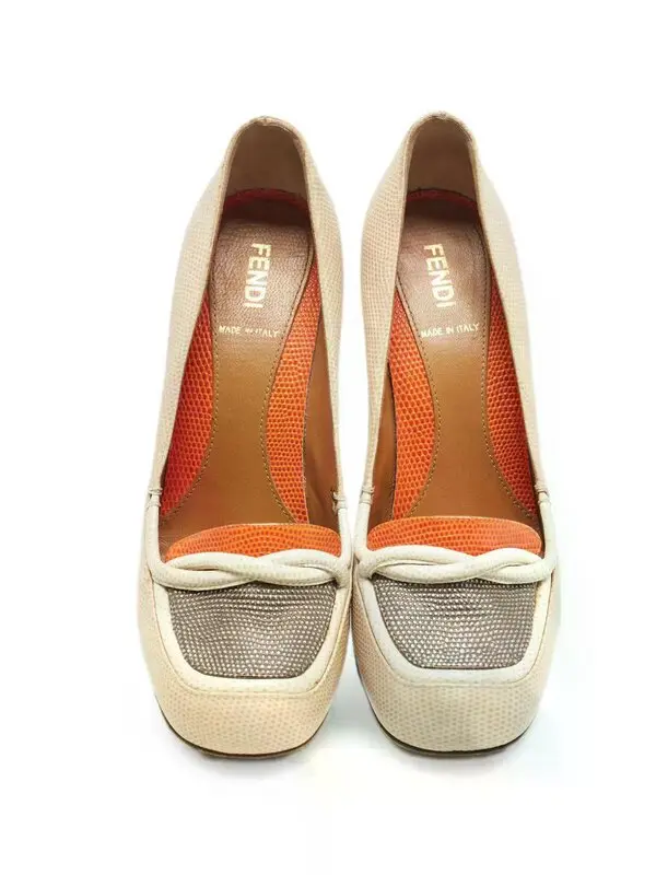 Fendi Lizard-embossed Heeled Pumps