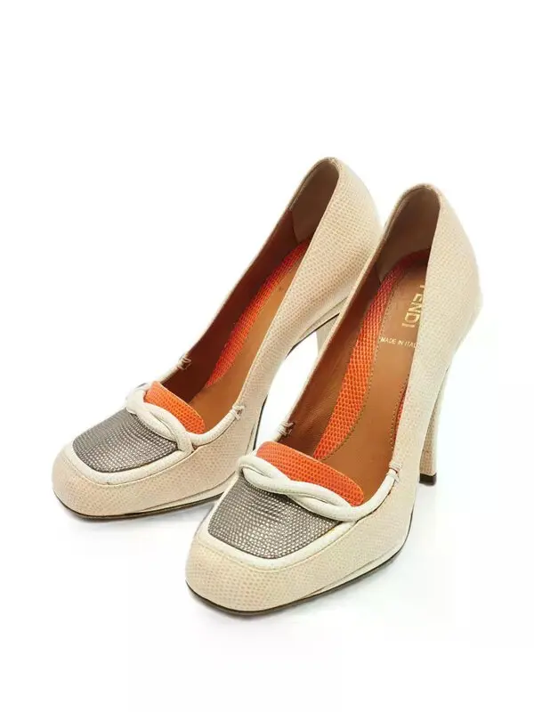 Fendi Lizard-embossed Heeled Pumps