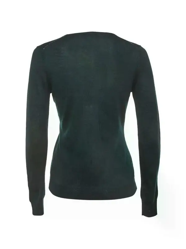 Carolina Herrera Logo Embroidered V-neck Wool Sweater