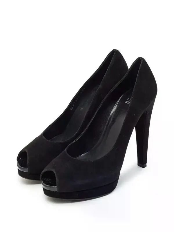STUART WEITZMAN Suede Peep-toe Platform Stiletto Pumps