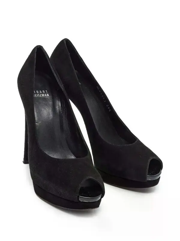 STUART WEITZMAN Suede Peep-toe Platform Stiletto Pumps