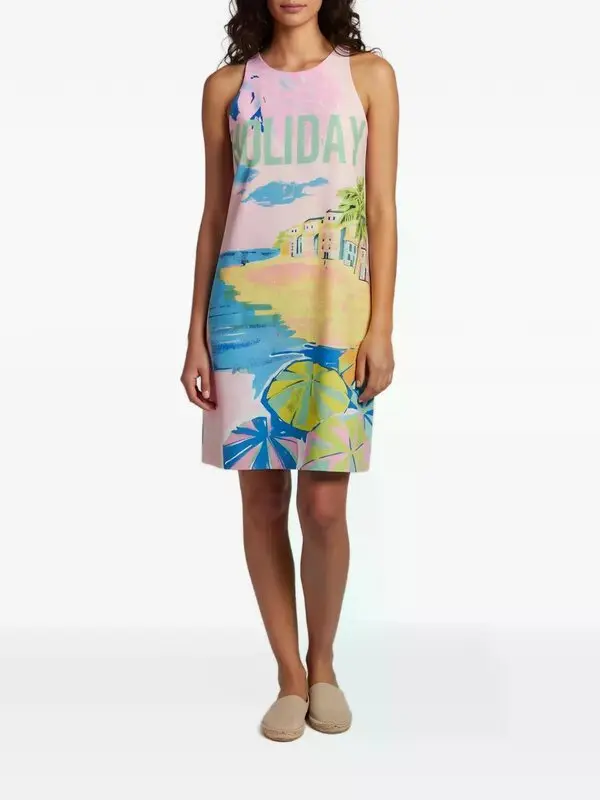 Moschino Sleeveless Landscape Print Mini Dress - Pink