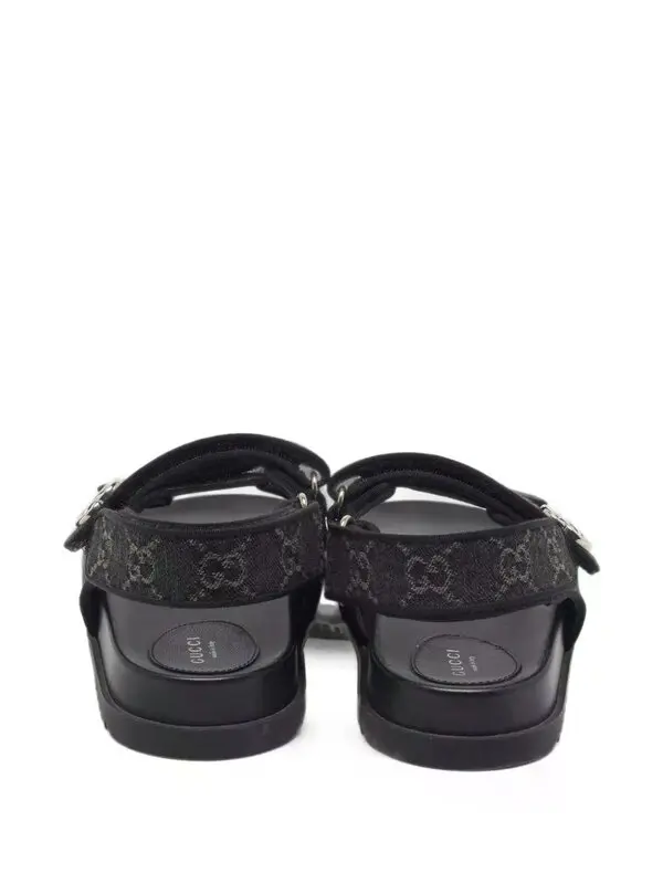 Gucci Gg Monogram Flat Sandals With Touch-strap Fastening And Slingback Strap
